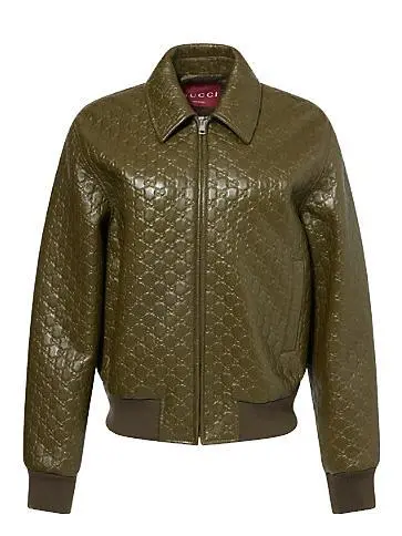 GUCCI ダークグリーン レザージャケット 38 ⑦ ライダースジャケット .-- TRIBECA1 （ダークグリーン） -MANGO